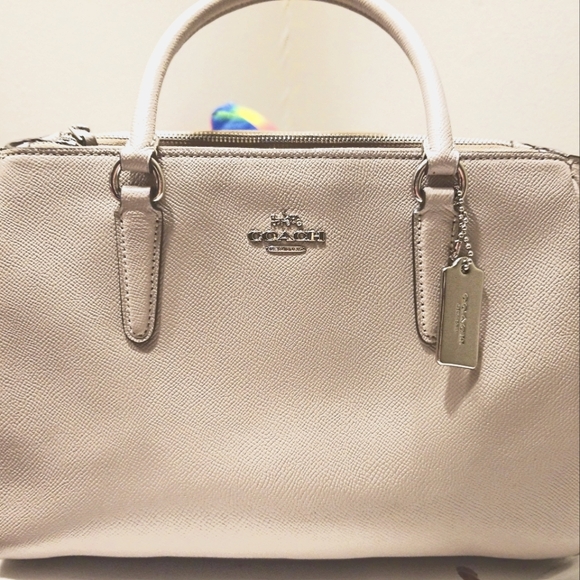 Coach | Bags | Coach Surrey Grey Grain Leather Carryall Satchel Bag ...